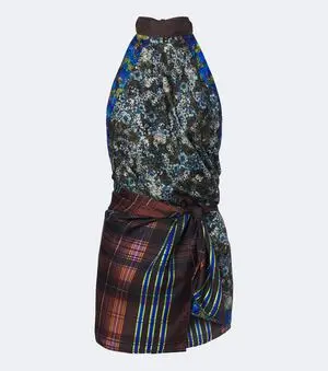 Dries Van Noten Printed Halterneck Silk Twill Top