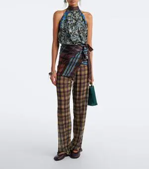 Dries Van Noten Printed Halterneck Silk Twill Top