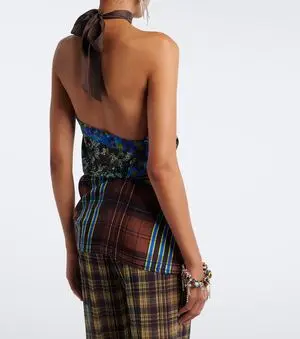 Dries Van Noten Printed Halterneck Silk Twill Top
