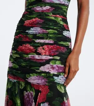 Carolina Herrera Floral-applique Floral Draped Silk Gown