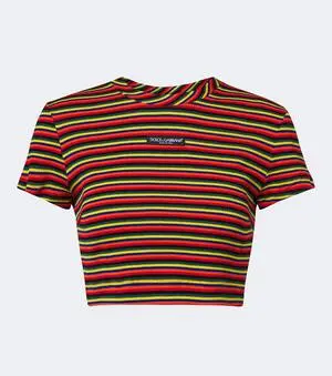 Dolce & Gabbana Cropped Striped Cotton T-shirt - Multicoloured