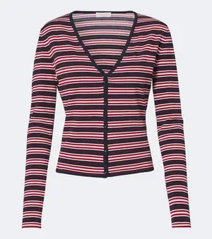 Faithfull The Brand Doris Striped Cotton-blend Cardigan - Blue