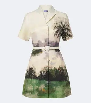 LEO LIN Brigitte Printed Linen-blend Shirt Dress