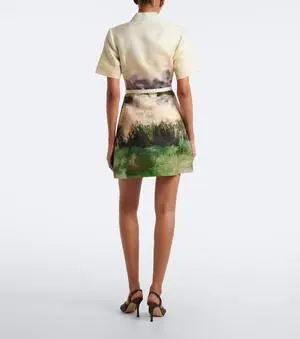 LEO LIN Brigitte Printed Linen-blend Shirt Dress