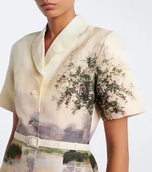 LEO LIN Brigitte Printed Linen-blend Shirt Dress