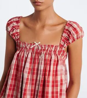 Faithfull The Brand Belinha Checked Cotton Minidress