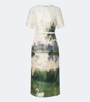 LEO LIN Elizabeth Printed Jacquard Midi Dress - Multicoloured