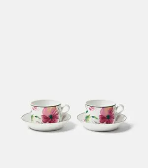GINORI 1735 Impero Set Of 2 Porcelain Tea Cups And Saucers - Multicoloured
