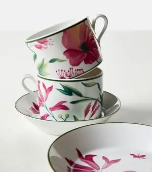 GINORI 1735 Florenza Set Of 2 Porcelain Tea Cups And Saucers - Multicoloured