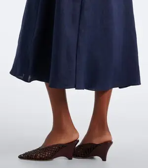 Faithfull The Brand Adalee Pleated Shirred Linen Midi Dress