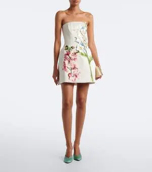 LEO LIN Roselle Floral-appliqué Bustier Dress