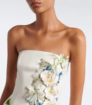 LEO LIN Roselle Floral-appliqué Bustier Dress