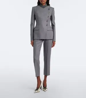 Alexander McQueen Pinstripe Peplum Wool Blazer