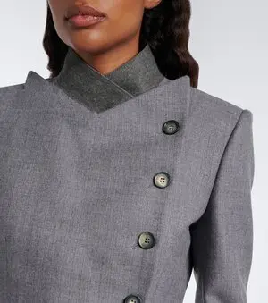 Alexander McQueen Pinstripe Peplum Wool Blazer