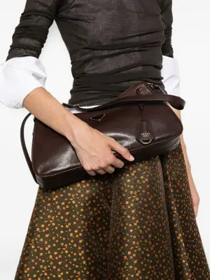 Prada Aimée Large Leather Shoulder Bag