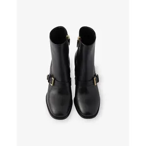 Prada Buckle Leather Ankle Boots