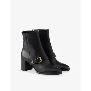Prada Buckle Leather Ankle Boots