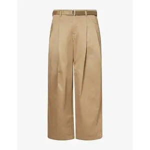 Sacai Double-pleated Wide-leg Cotton Chinos