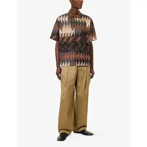 Sacai Double-pleated Wide-leg Cotton Chinos