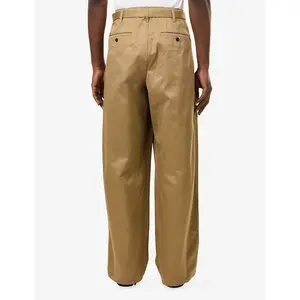 Sacai Double-pleated Wide-leg Cotton Chinos
