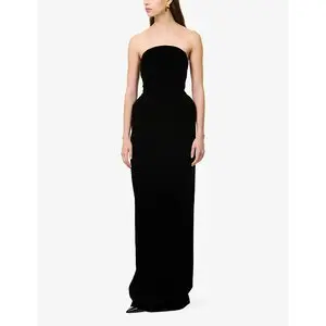 MUGLER Strapless Padded Velvet Gown