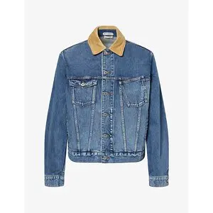 JW Anderson Corduroy-collar Boxy-fit Denim Jacket - Mid Blue