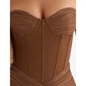 House Of Cb Charlotte Strapless Mesh Corset Maxi Dress