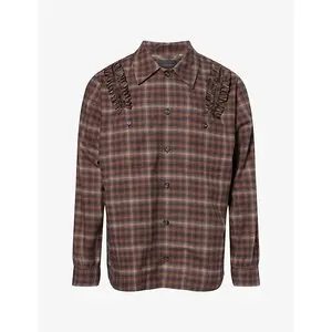 Simone Rocha Ruffled Slash-shoulder Cotton Shirt - Check