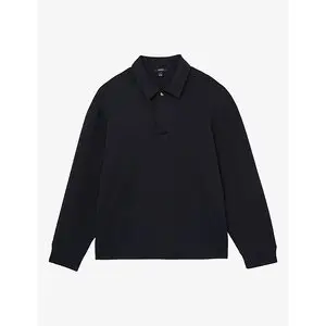 REISS Brooks Relaxed-fit Cotton-blend Polo Sweatshirt - Navy