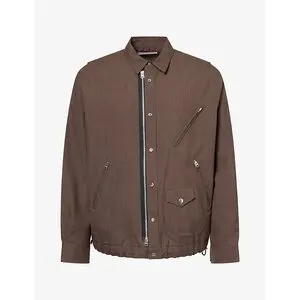 Sacai Zip-up Collared Wool Jacket - Brown