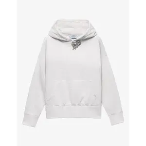 Prada Jewel Brooch Cotton-jersey Hoodie