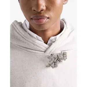 Prada Jewel Brooch Cotton-jersey Hoodie