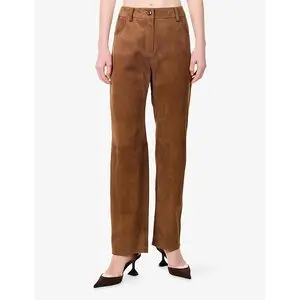 Magda Butrym High-rise Straight-leg Suede Trousers