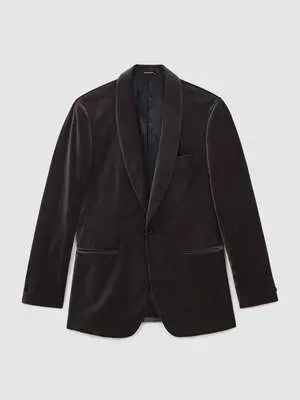 REISS Single-breasted Velvet Blazer Tailored-fit