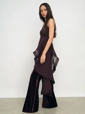 REISS Rhianna Silk Asymmetric Ruffle Bandeau Top
