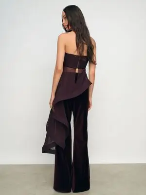 REISS Rhianna Silk Asymmetric Ruffle Bandeau Top