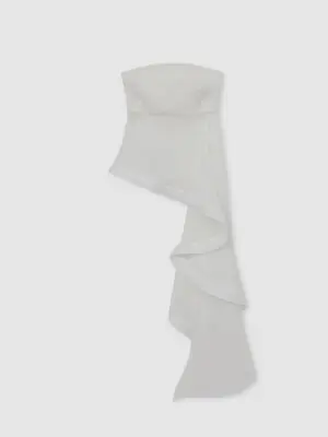 REISS Silk Asymmetric-ruffle Bandeau Top