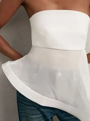 REISS Silk Asymmetric-ruffle Bandeau Top