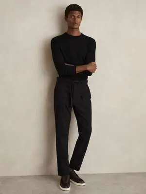 REISS Belted Technical Tapered Trousers
