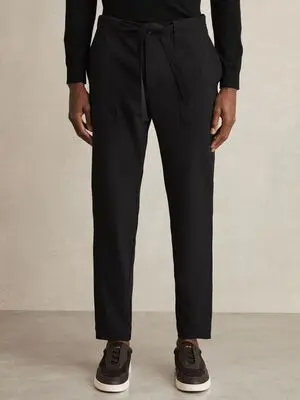 REISS Belted Technical Tapered Trousers