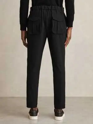 REISS Belted Technical Tapered Trousers