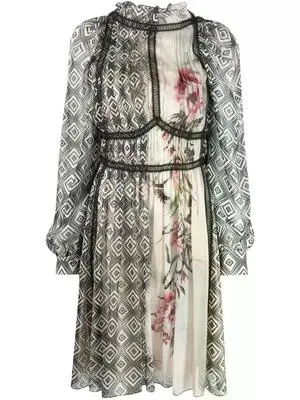 Alberta Ferretti Geometric-print Satin Dress