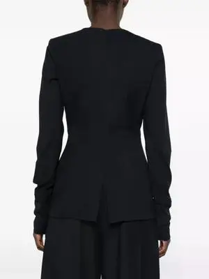 THELATEST Long-sleeve Rear-slit Blouse