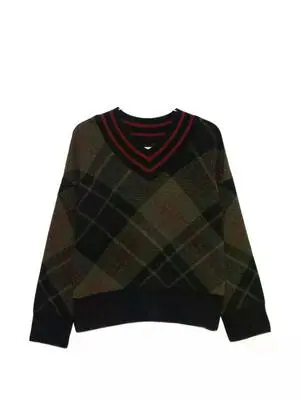 Barbour Argyle-knit V-neck Sweater - Black