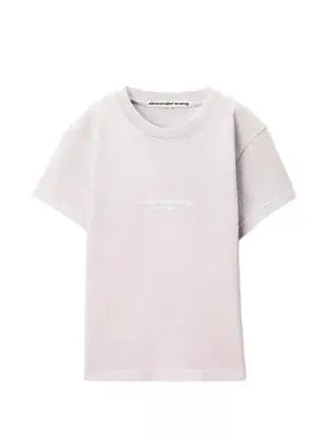 Alexander Wang Logo Print Shrunken Short Sleeve T-shirt - Pink