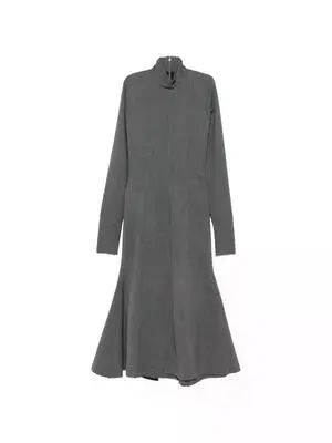 THELATEST High Neck Midi Dress With Flared Hem - Grey