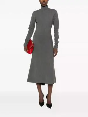 THELATEST High Neck Midi Dress With Flared Hem