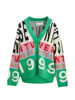 Essentiel Antwerp Kreezer Numeric-motif Cardigan - Green