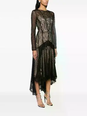 Alberta Ferretti Lace Ruffled Midi Dress
