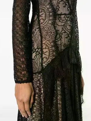 Alberta Ferretti Lace Ruffled Midi Dress